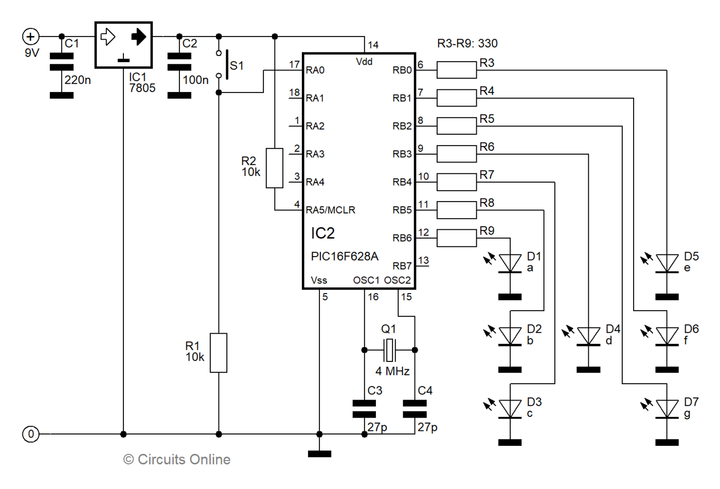PIC dobbelsteen - Computer & Microcontroller - Schakelingen - Circuits ...